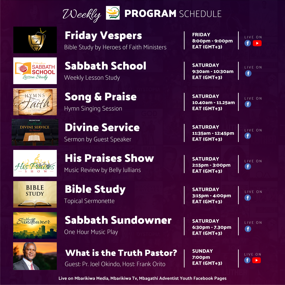 Weekly Programming Schedule – Mbarikiwa Media Weekly Programming Schedule – Mbarikiwa Media